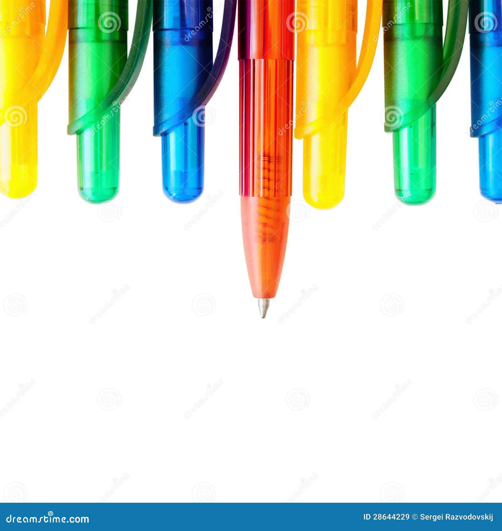 Row of the Multicolored Pens Stock Image - Image of school, education ...