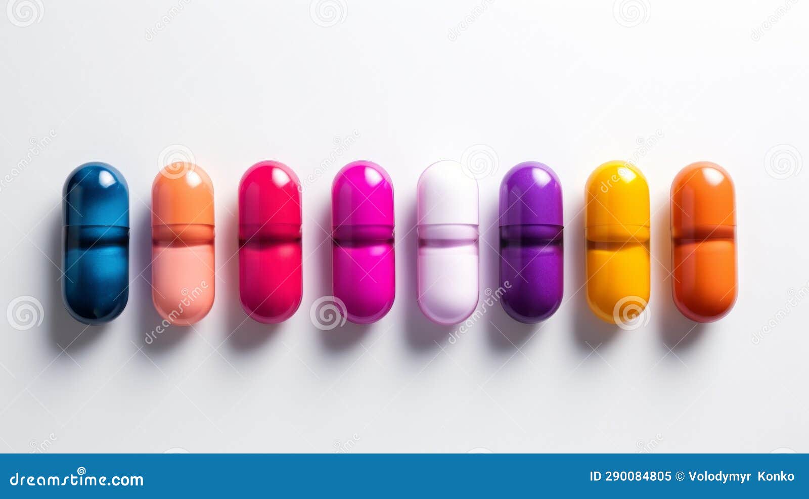 A Row of Multicolored Pills Lined Up in a Row. Generative Ai Stock ...