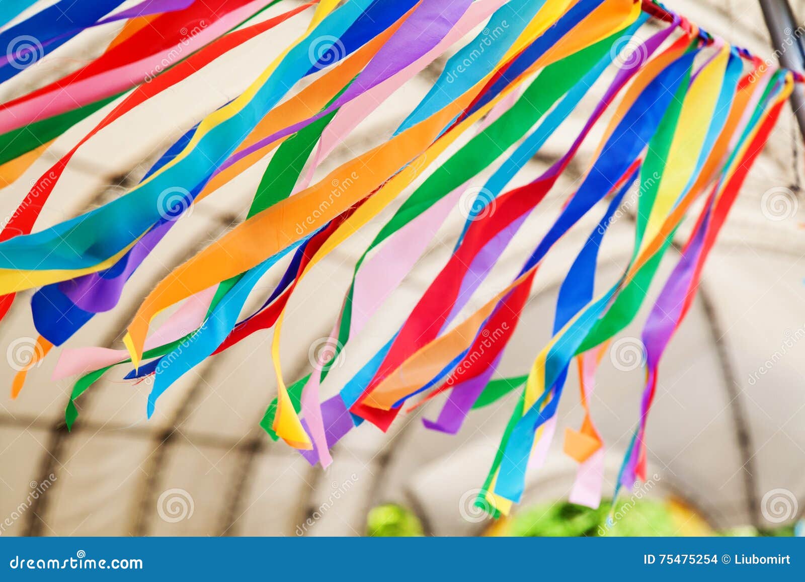 Row of Multicolored Textile Stripes in the Wind Stock Photo - Image of ...