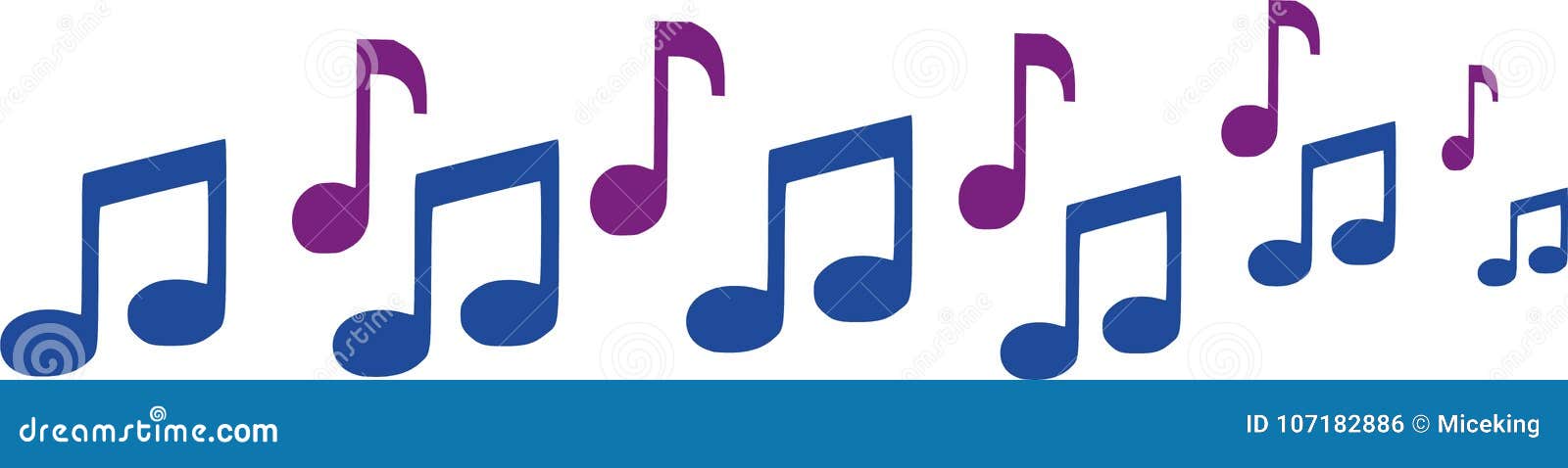 Row of music notes stock vector. Illustration of clef - 107182886