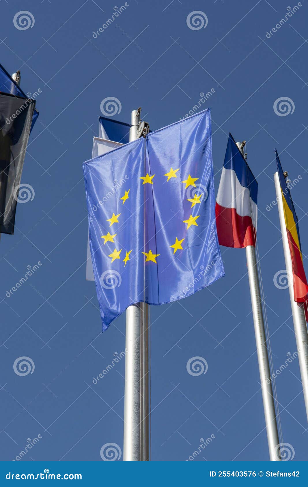 Row of National Flags. World Flags Blowing in the Wind Stock Photo ...