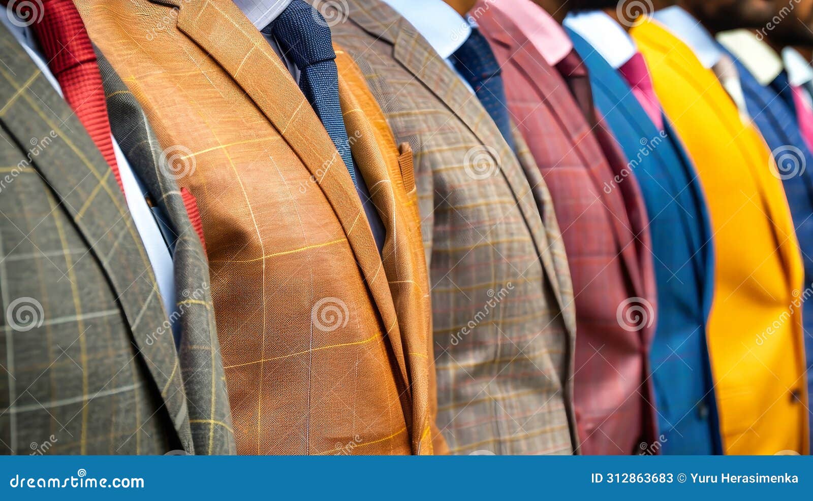 A Row of Neatly Lined Up Mens Suits, Worn by Office Workers, Creating a ...