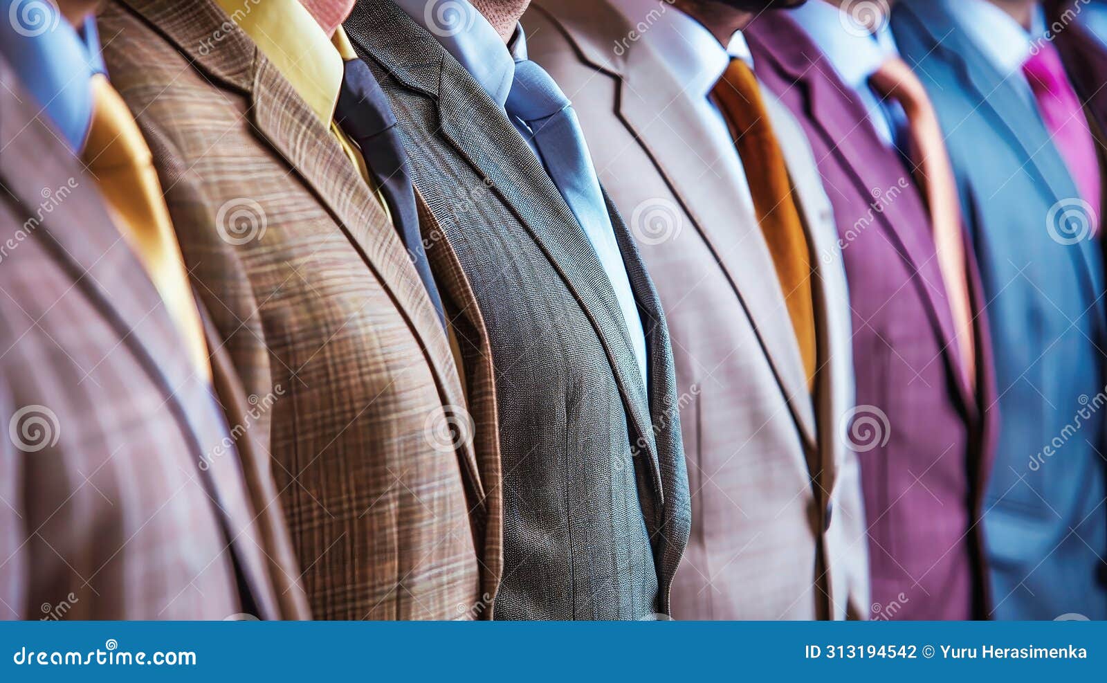 A Row of Neatly Lined Up Mens Suits, Worn by Office Workers, Creating a ...