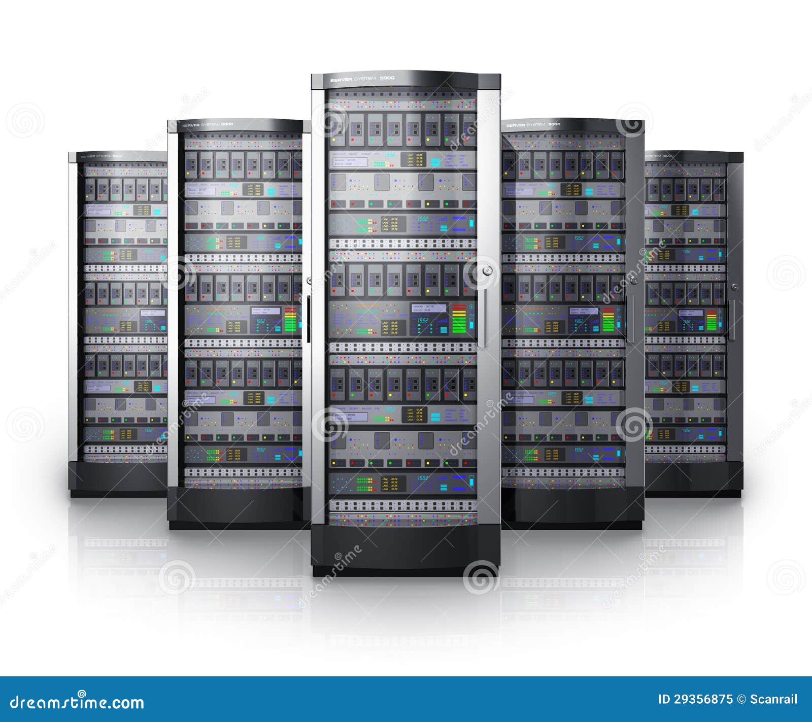 Row of Network Servers in Data Center Stock Illustration - Illustration ...