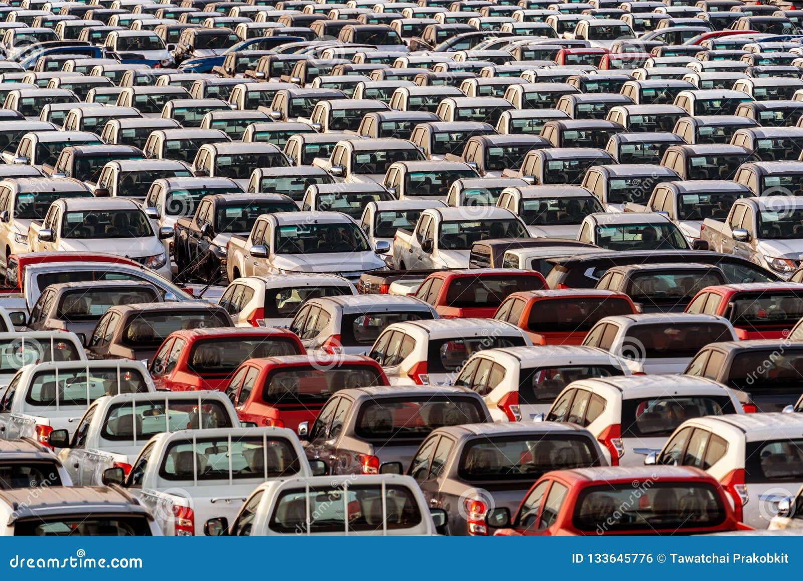Row of new cars in port editorial photo. Image of automobile - 133645776