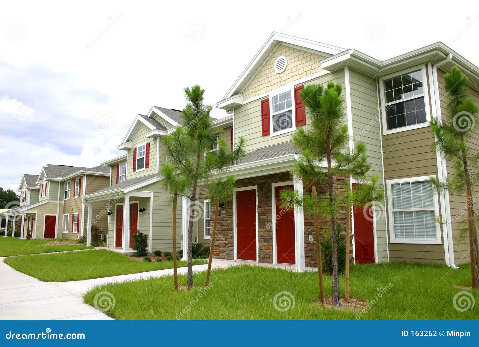 Row of new condos stock photo. Image of dwelling, trees - 163262