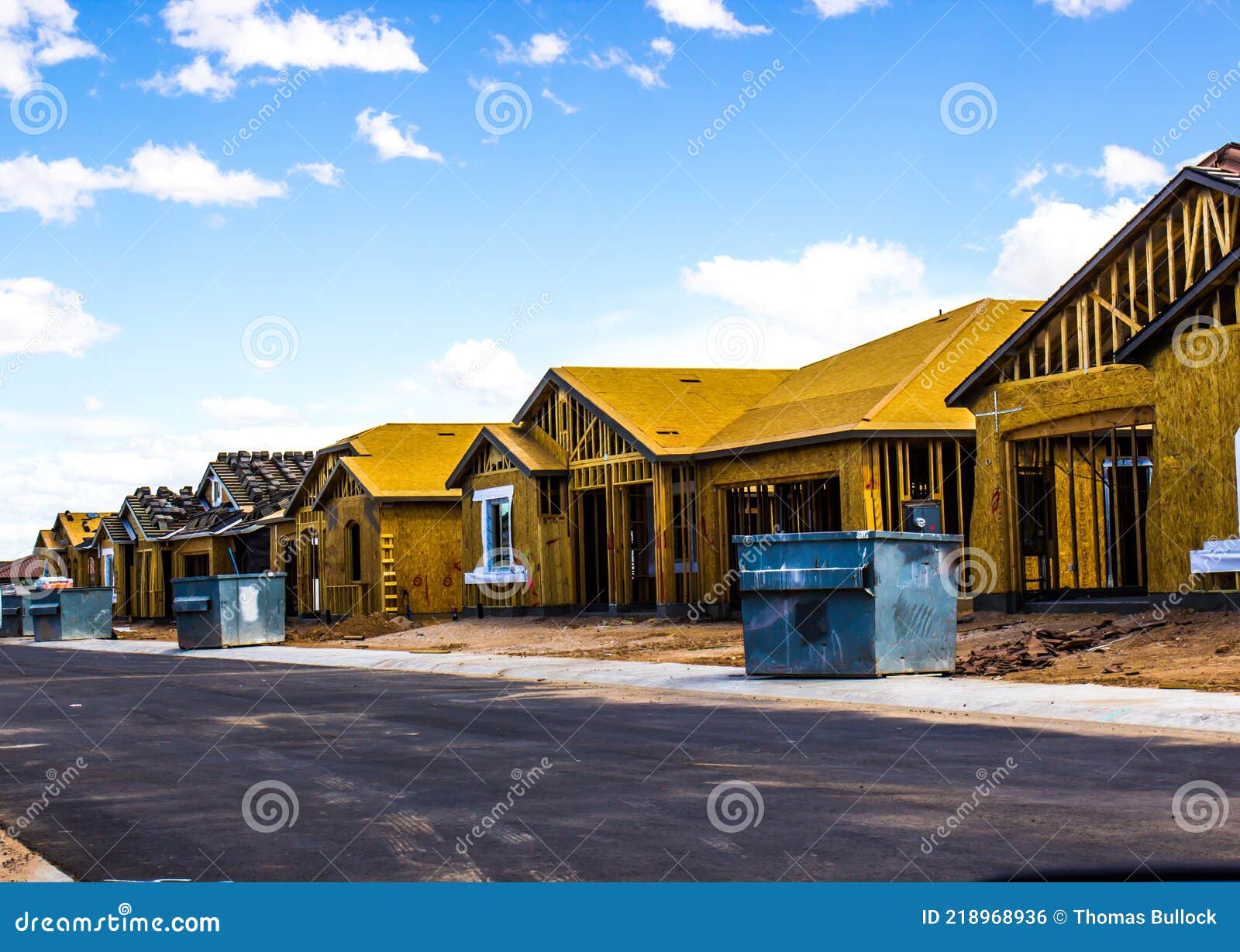 Row of New Homes Under Construction in Development Stock Photo - Image ...