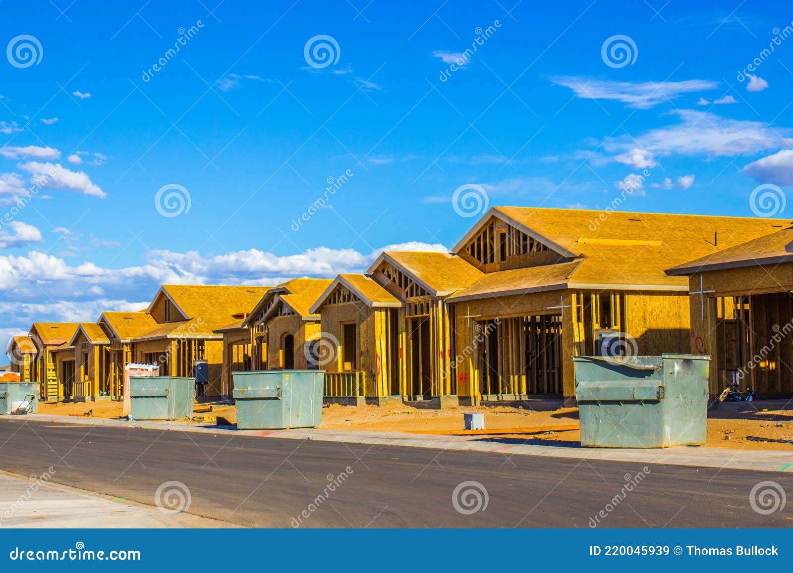 Row of New Homes Under Construction in Subdivision Stock Image - Image ...