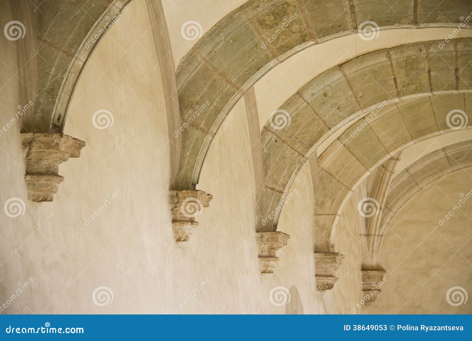 Row of Old Ancient Ceiling Arches Stock Image - Image of building ...