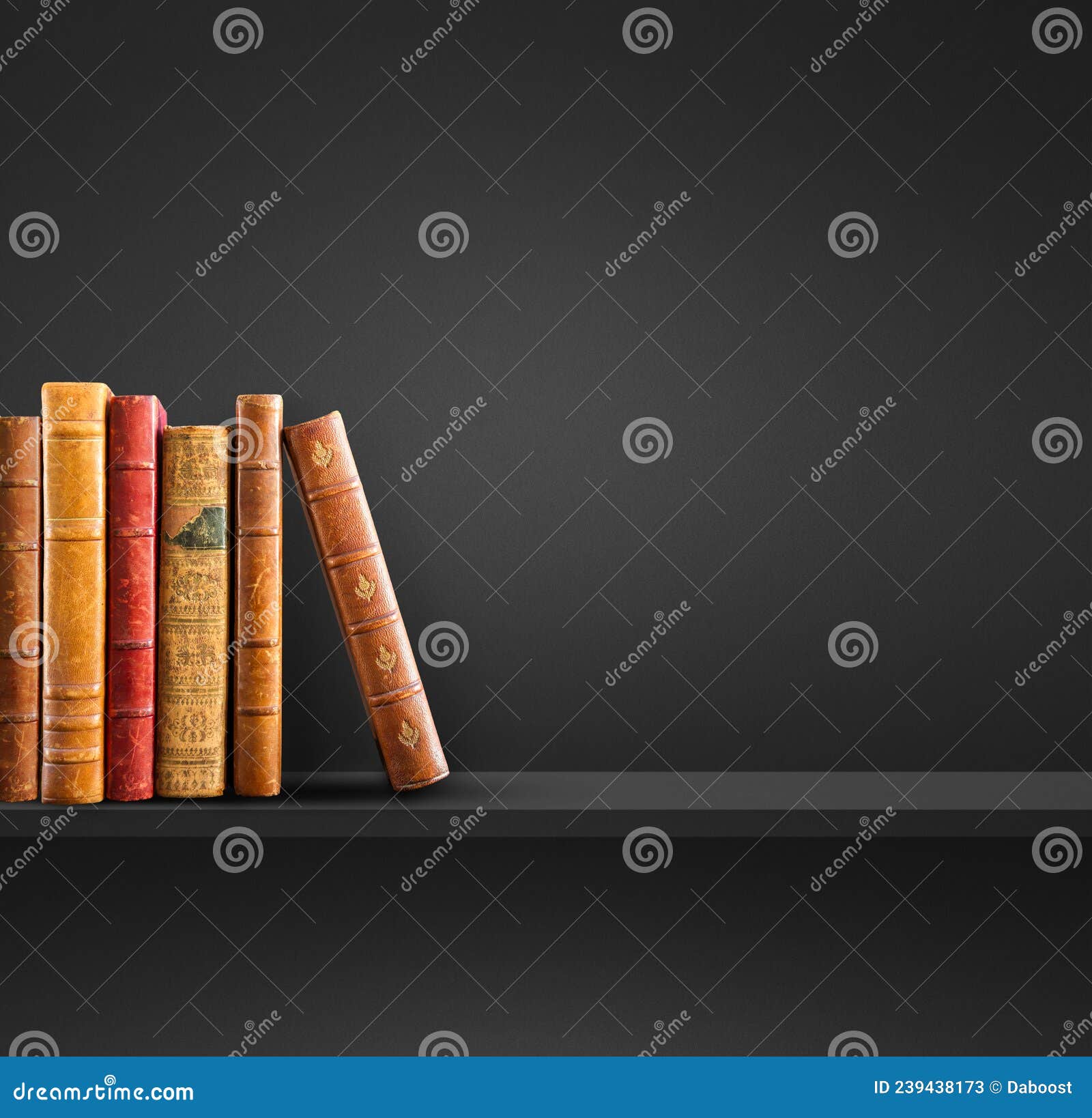 Row of Old Books on Black Shelf. Square Background Stock Image - Image ...