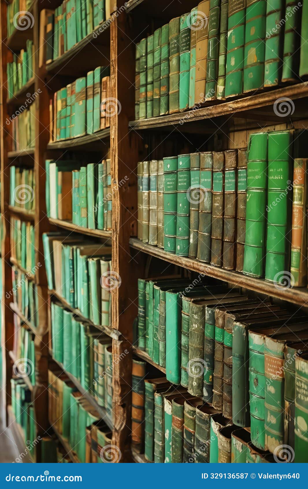 A Row of Old Books on a Wooden Shelf in a Library. Generative AI Stock ...