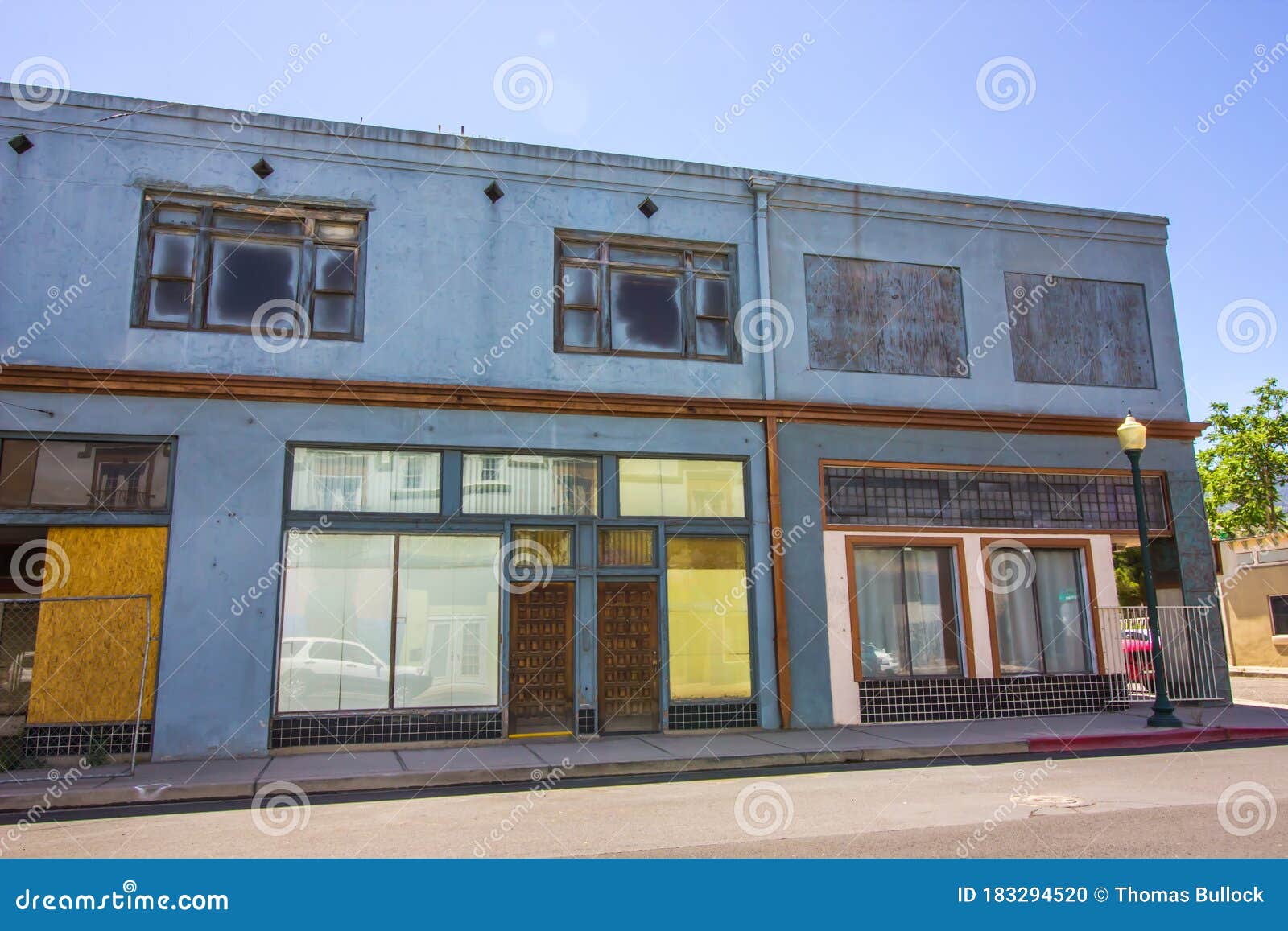 Row of Old Commercial Store Front Building in Depressed Section of Town ...