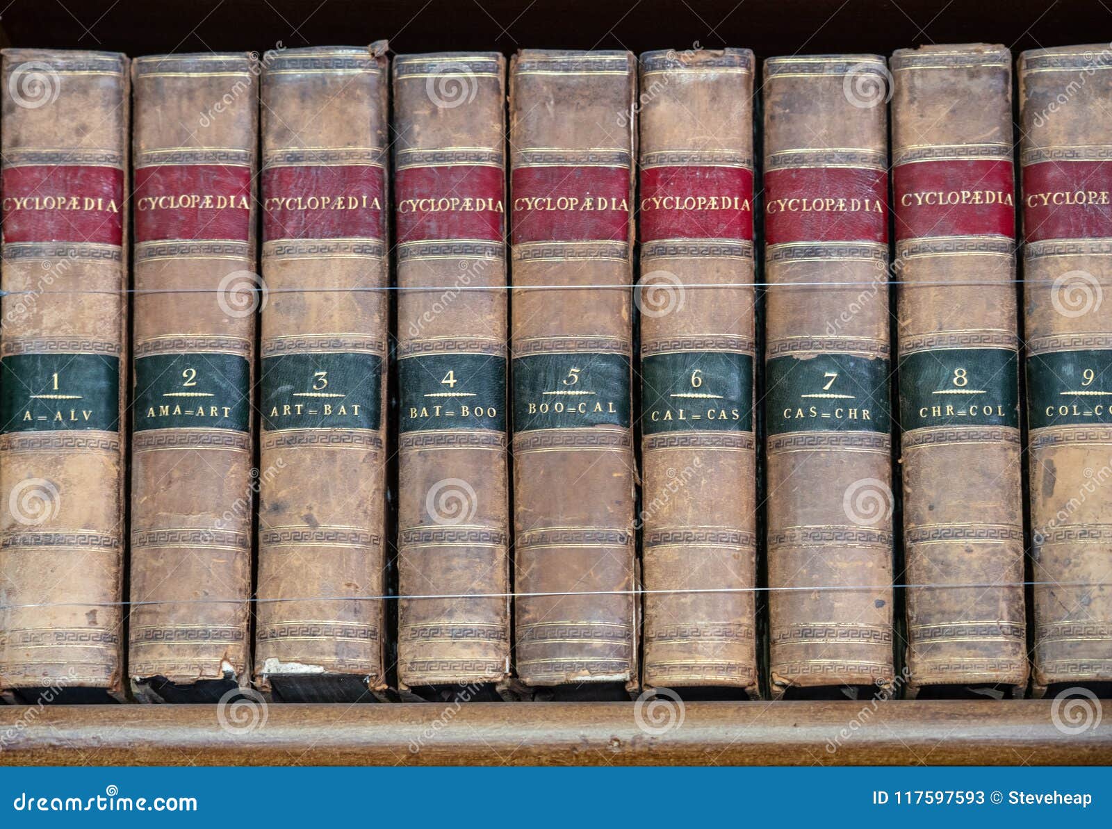 Set of Old Reference Books on a Shelf Stock Image - Image of collection ...