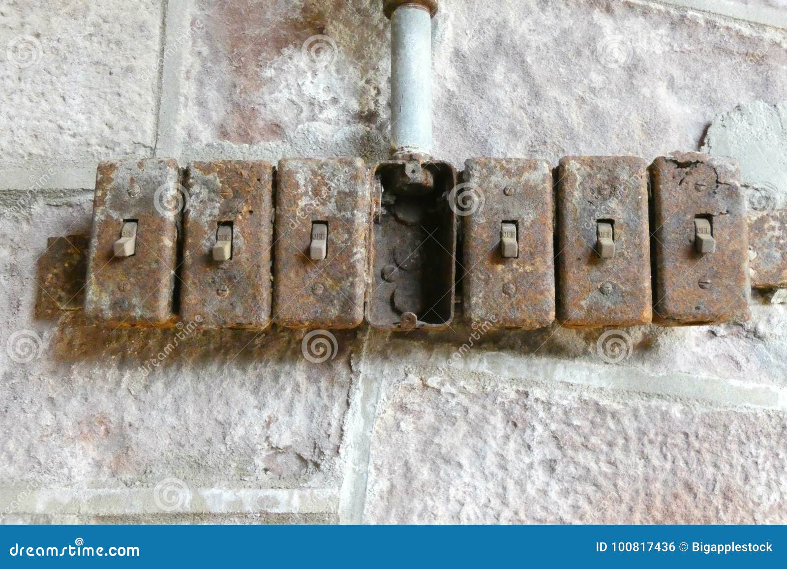Old Light Switches stock photo. Image of wall, disuse - 100817436