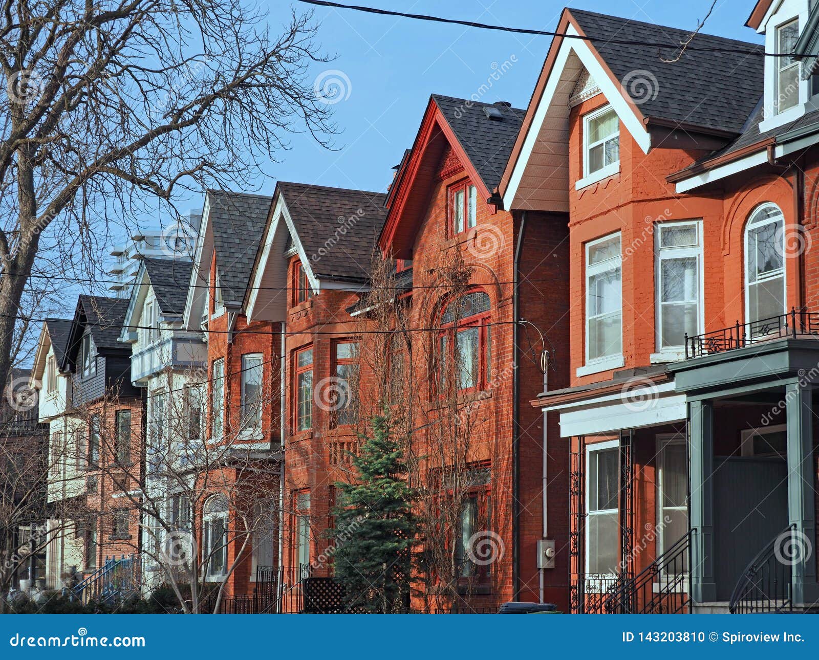 Row of Old Victorian Style Brick Houses Stock Photo - Image of ...