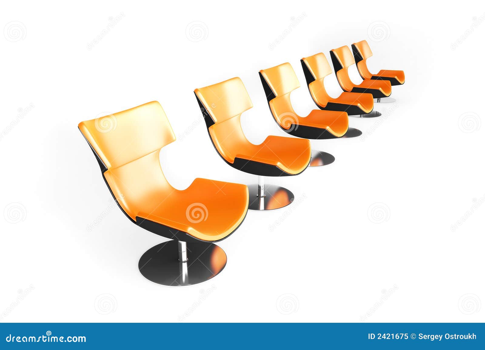 Row of the orange chairs stock illustration. Illustration of chrome ...