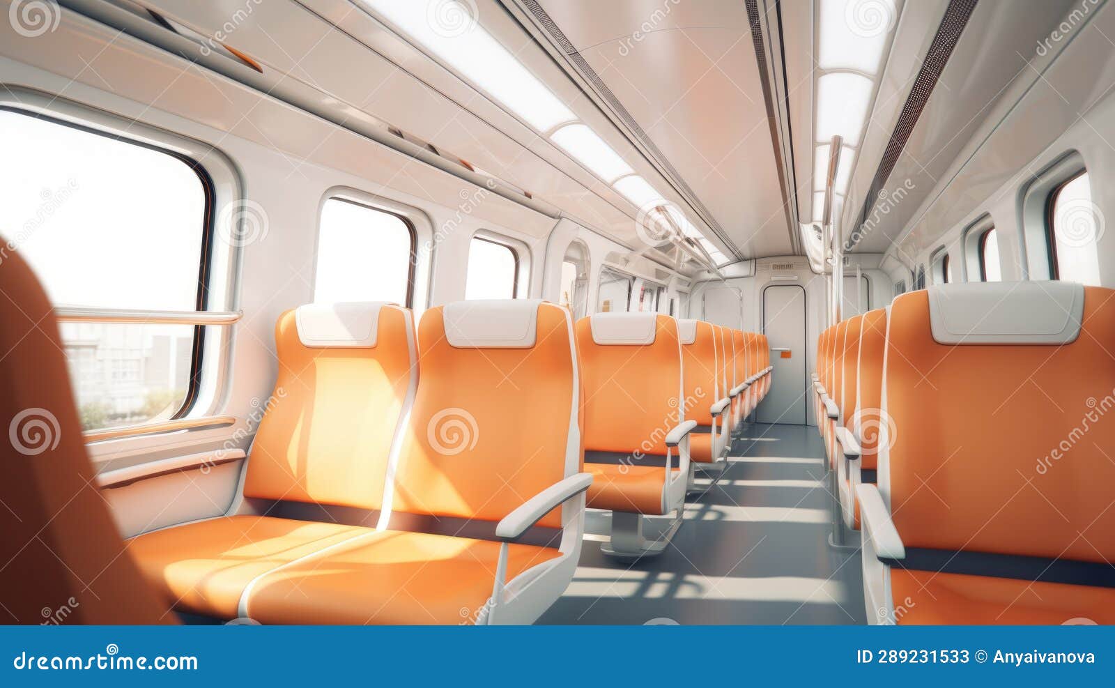 A Row of Orange Seats on a Train. Stock Image - Image of passenger ...