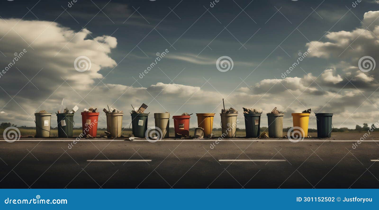 Overflowing Garbage Cans And Rubbish Lying Around. The Concept Of ... Overflowing Garbage Cans And Rubbish Lying Around. The Concept Of ...