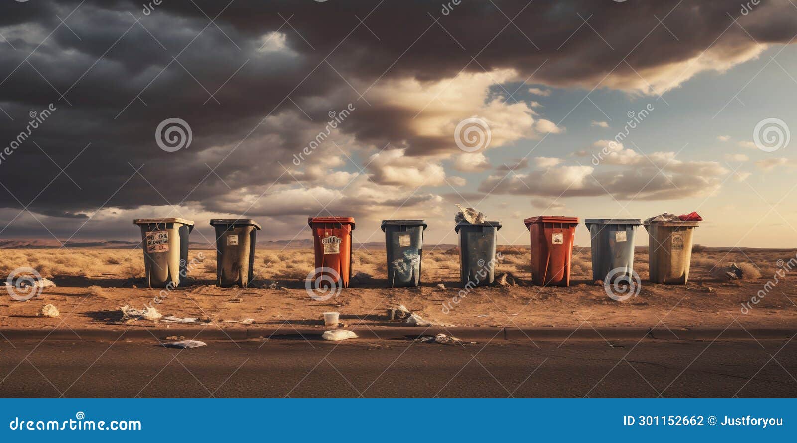 Overflowing Garbage Cans And Rubbish Lying Around. The Concept Of ... Overflowing Garbage Cans And Rubbish Lying Around. The Concept Of ...