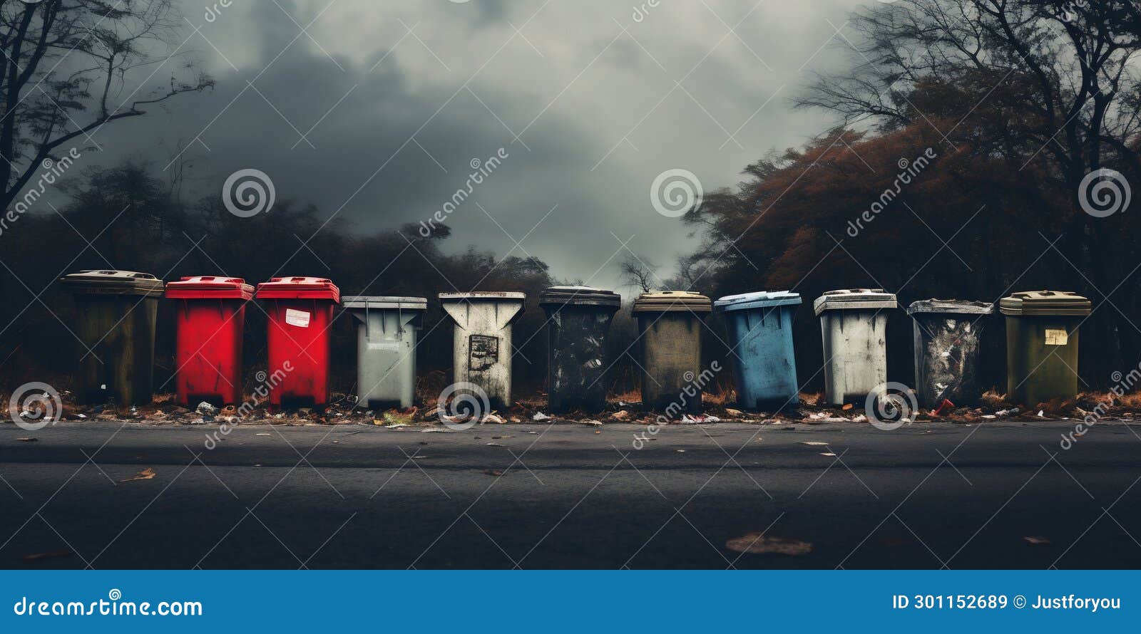 Overflowing Garbage Cans And Rubbish Lying Around. The Concept Of ... Overflowing Garbage Cans And Rubbish Lying Around. The Concept Of ...