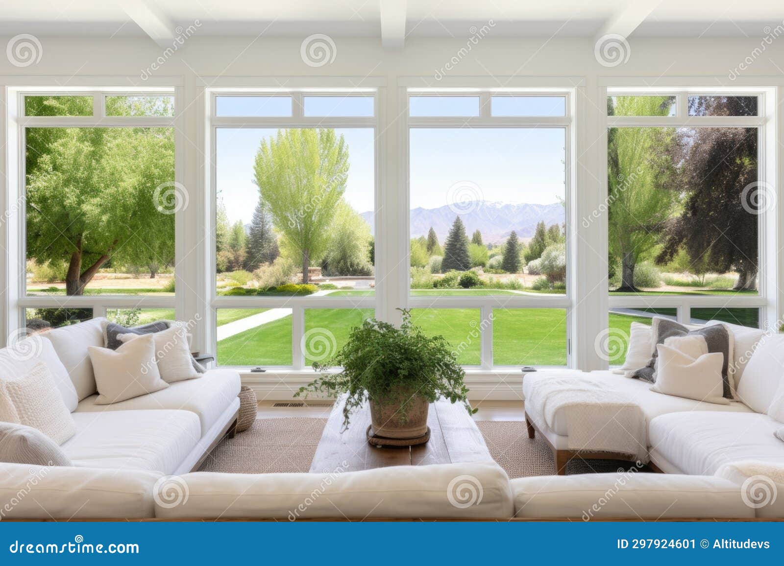 A Row of Oversized Windows on White Modern Ranch Stock Image - Image of ...