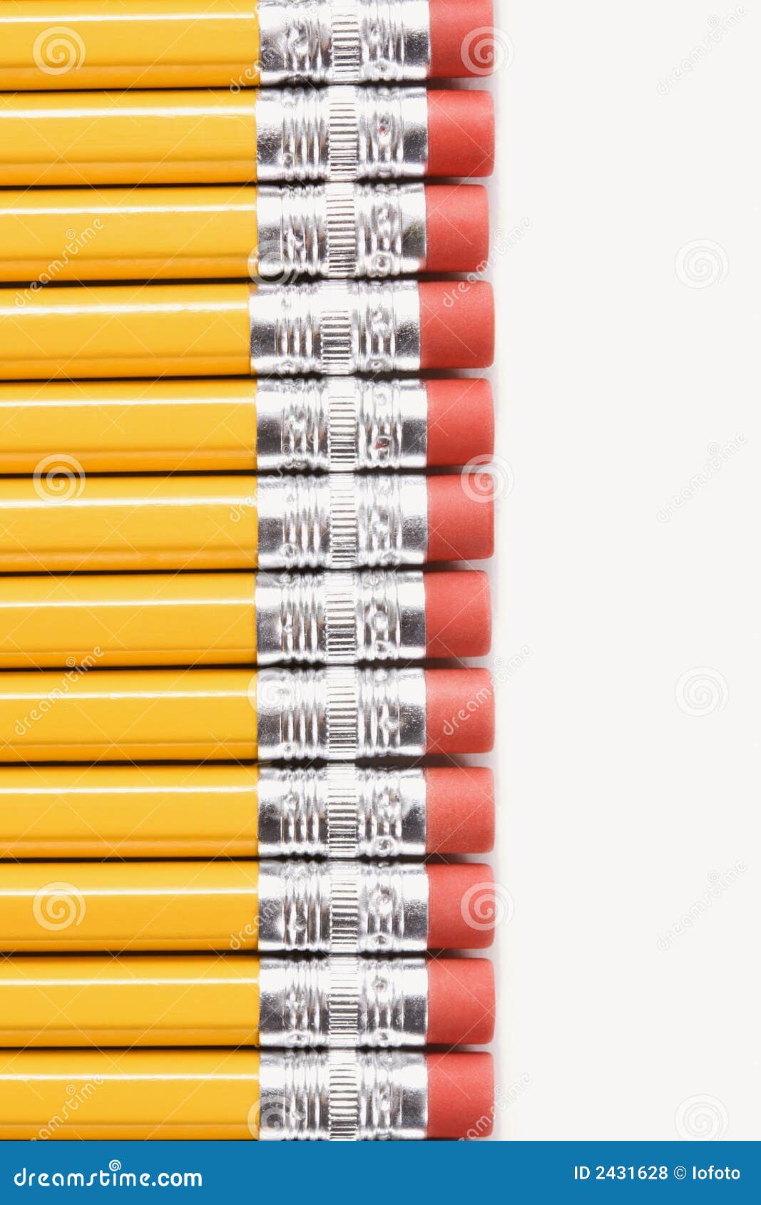 Row of pencils. stock photo. Image of erasers, vertical - 2431628
