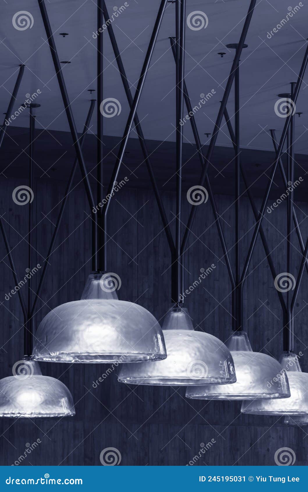 Row of Pendant Light Lamps Set in Modern Interior Stock Image - Image ...