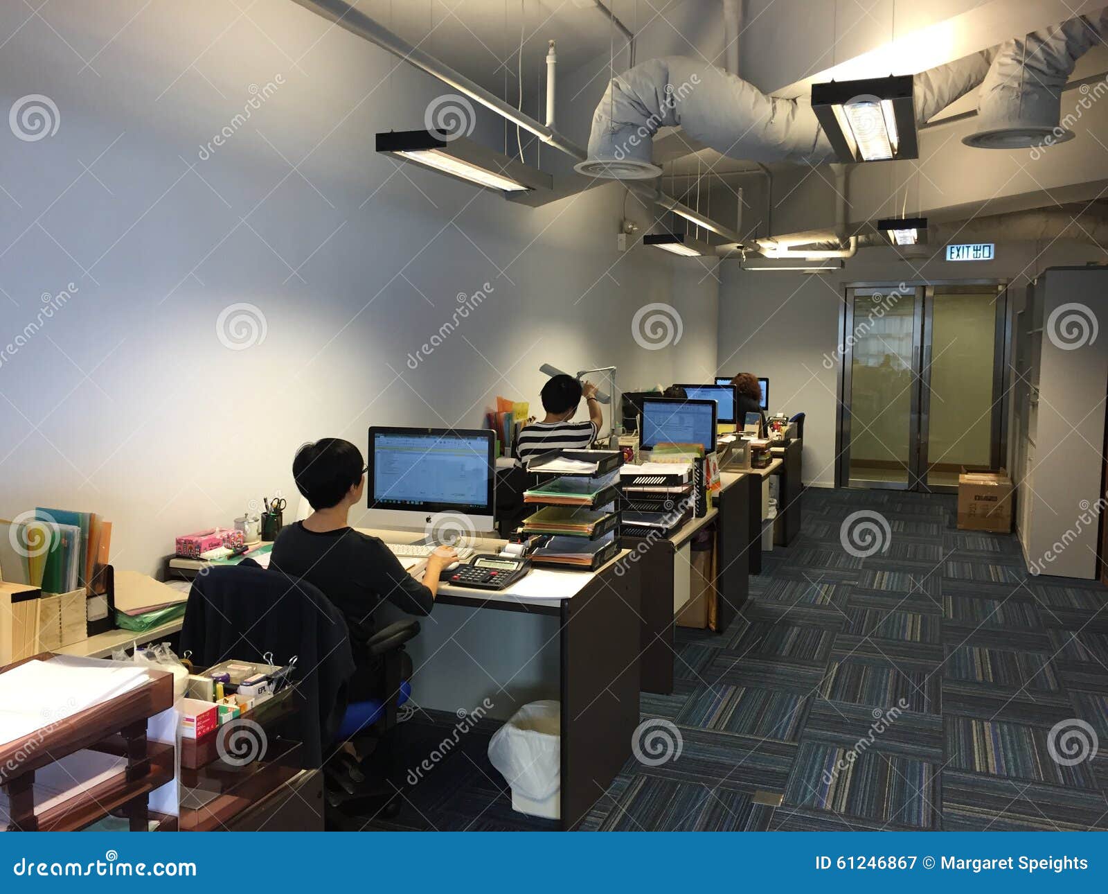 Row of People Working on Computers Editorial Photography - Image of ...