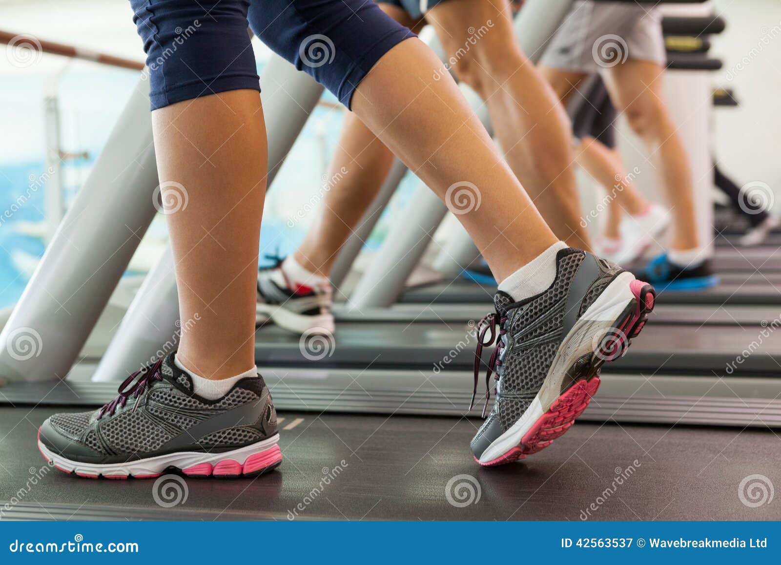 Row of People Working Out on Treadmills Stock Image - Image of care ...