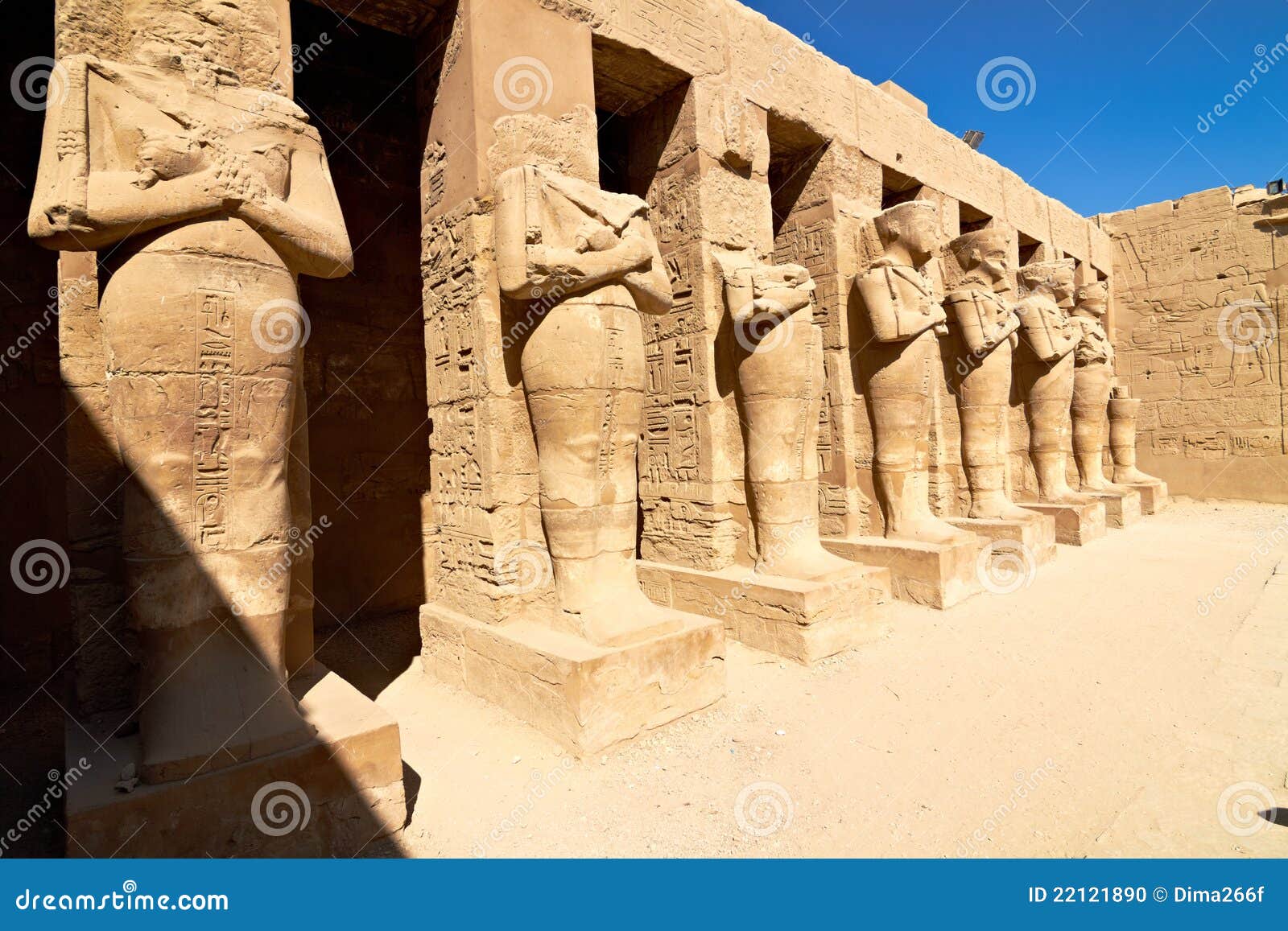 Row of Pharaoh Statues in Karnak Temple Stock Photo - Image of africa ...