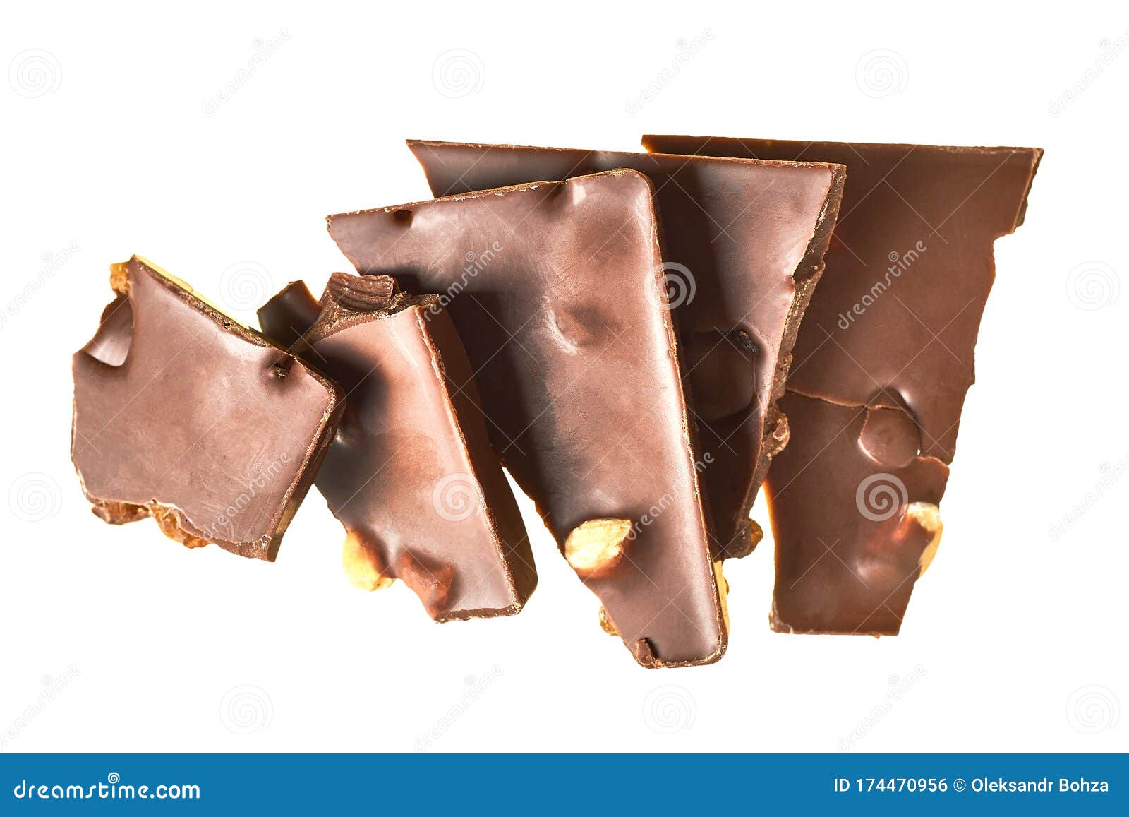 Row of Pieces of Rectangular Chocolate Bar with Peanut and Raisin ...