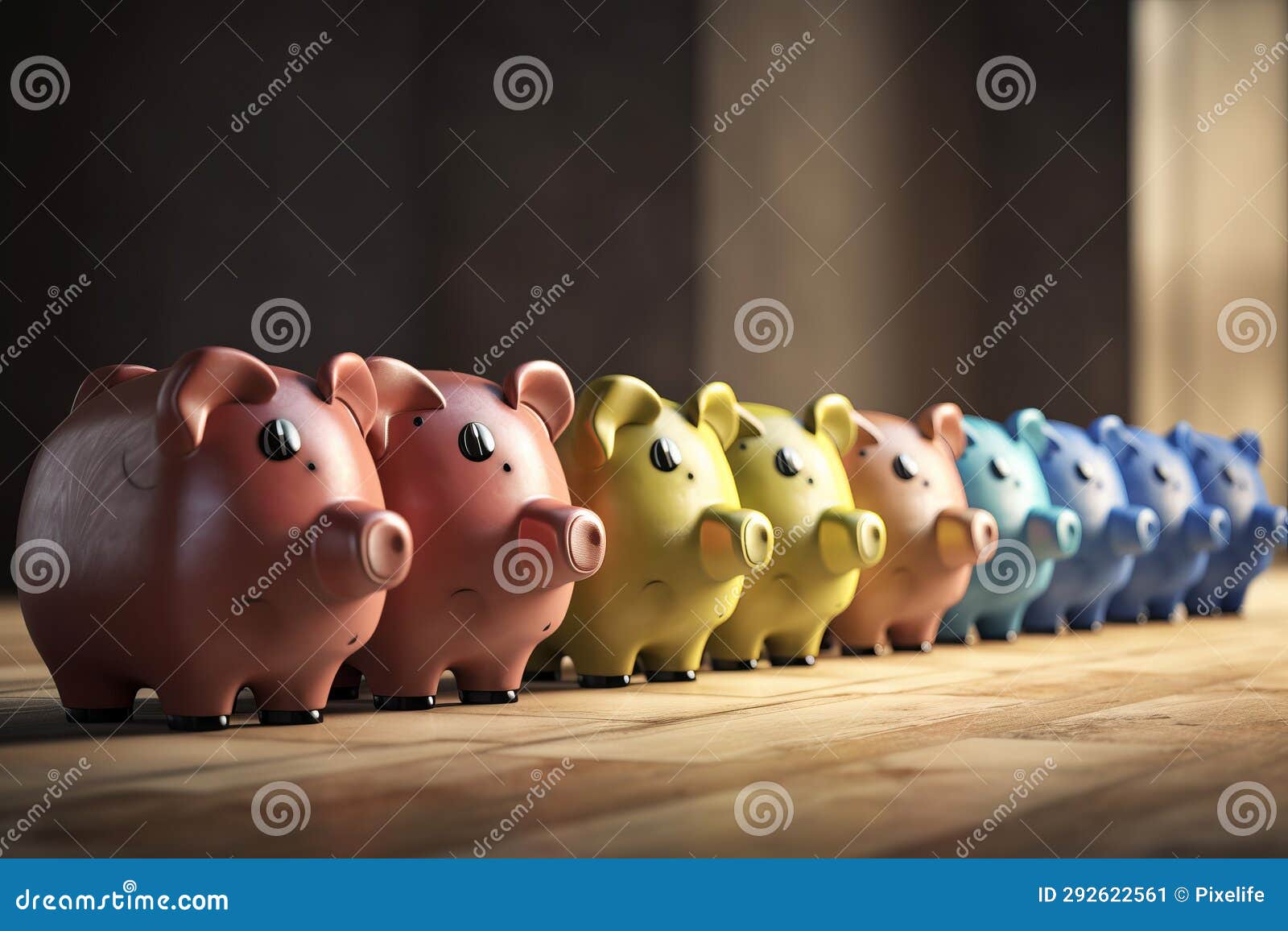 A Row of Piggy Banks of Different Sizes and Colors AI Generated Stock ... A Row of Piggy Banks of Different Sizes and Colors AI Generated Stock ...