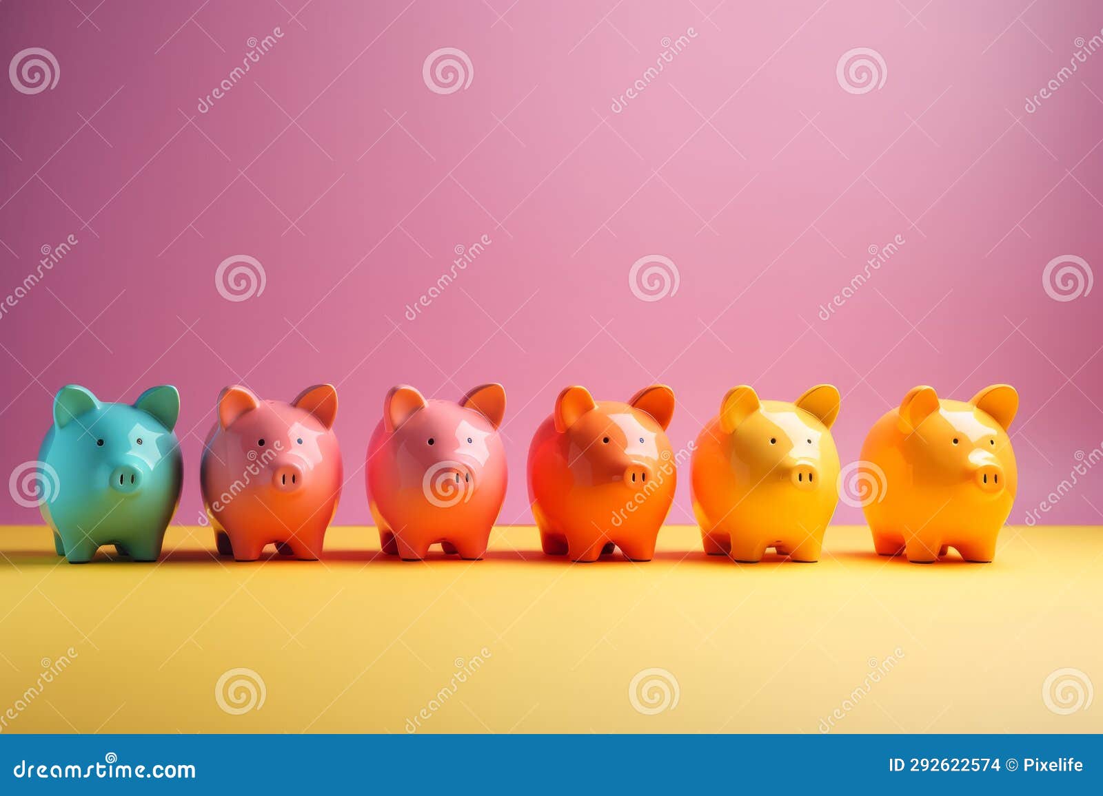 A Row of Piggy Banks of Different Sizes and Colors AI Generated Stock ... A Row of Piggy Banks of Different Sizes and Colors AI Generated Stock ...