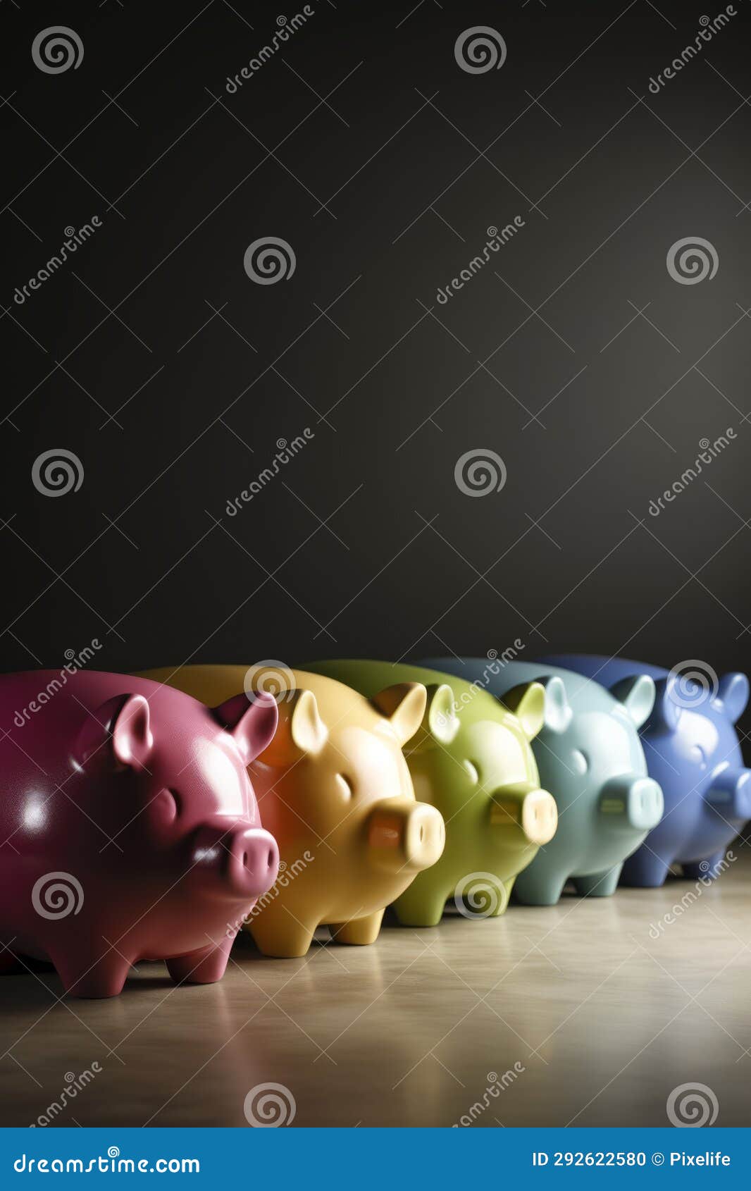 A Row of Piggy Banks of Different Sizes and Colors AI Generated Stock ... A Row of Piggy Banks of Different Sizes and Colors AI Generated Stock ...