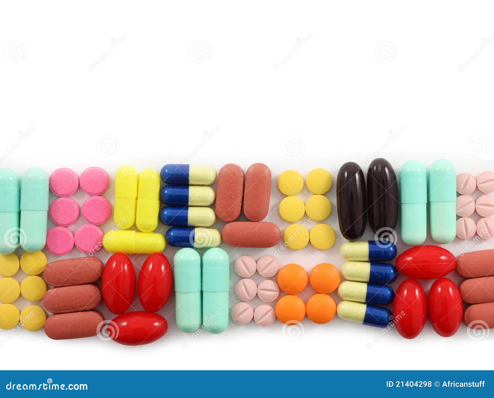 A Row of Pills stock photo. Image of illness, tablets - 21404298