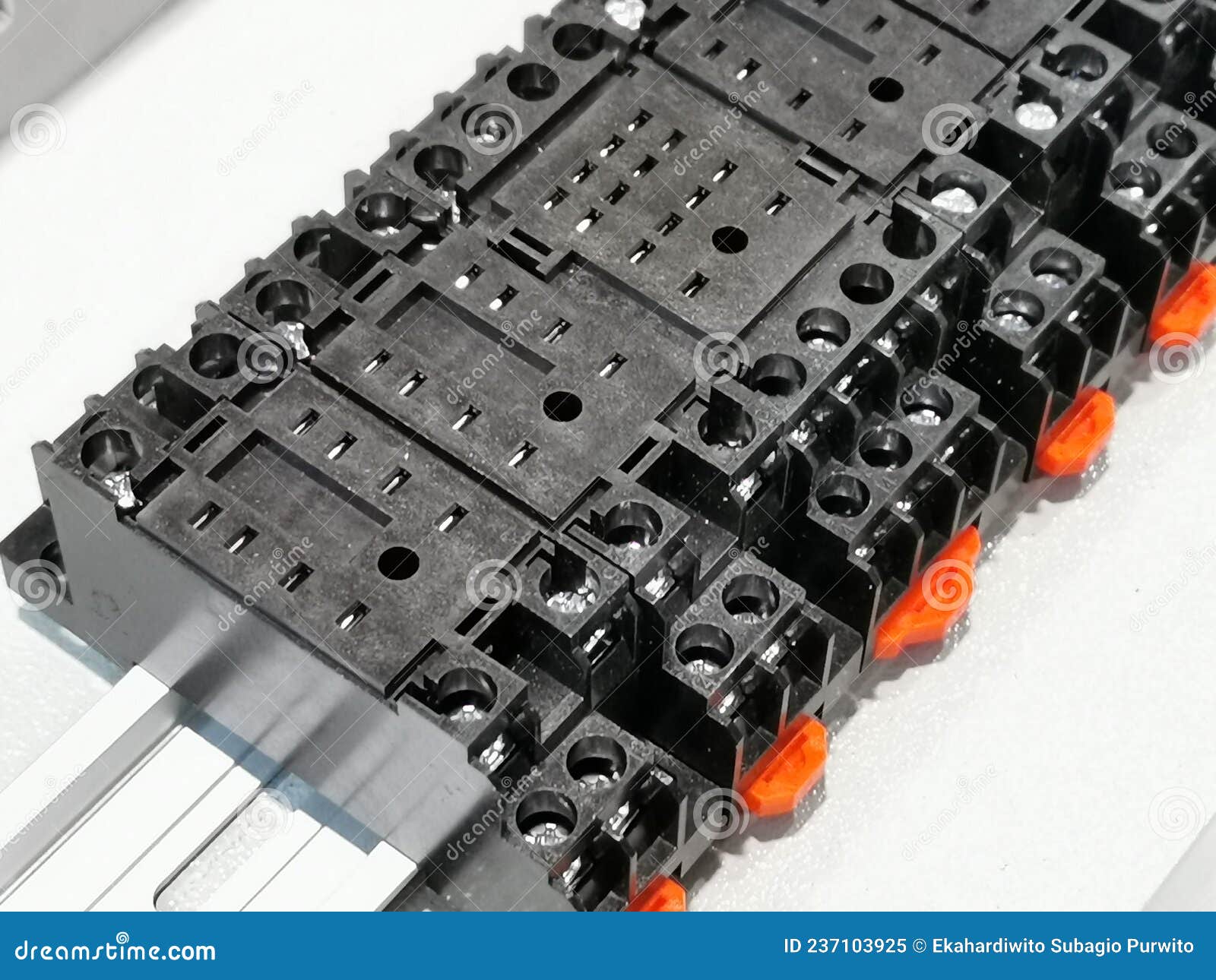 A Row of 14 Pin Plug in Relay Base. Stock Image - Image of appliance ...