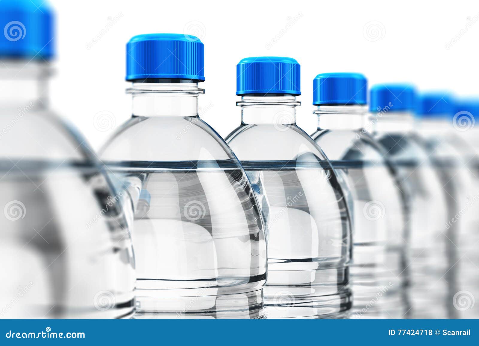 Row of Plastic Drink Water Bottles Stock Illustration - Illustration of ...
