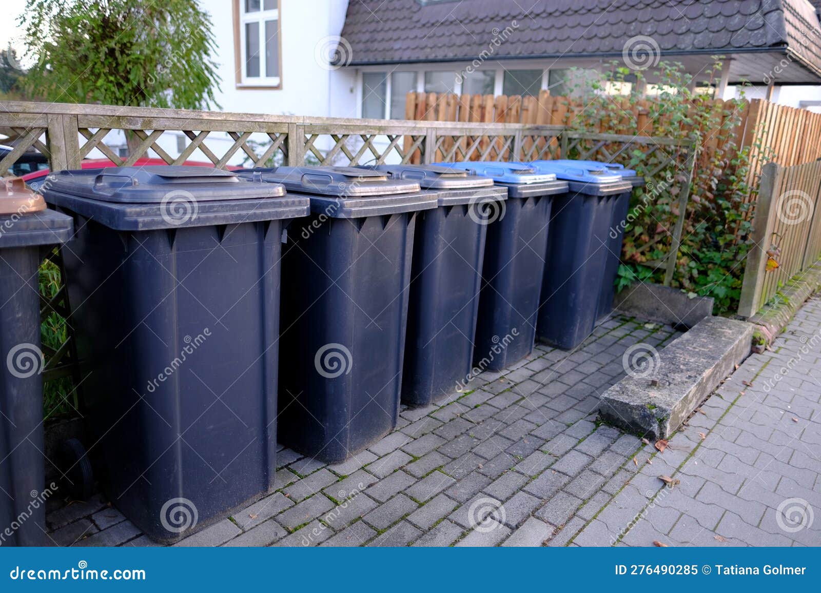 Row of Plastic Garbage Container, in Germany, Garbage Collection in ...