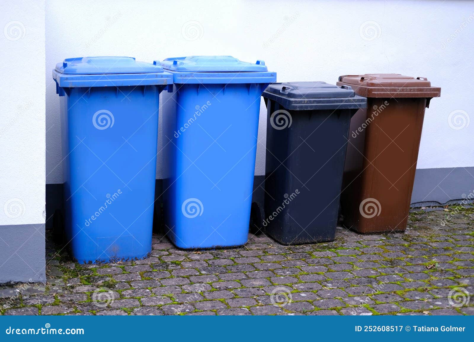 Row of Plastic Garbage Container, in Germany, Garbage Collection in ...