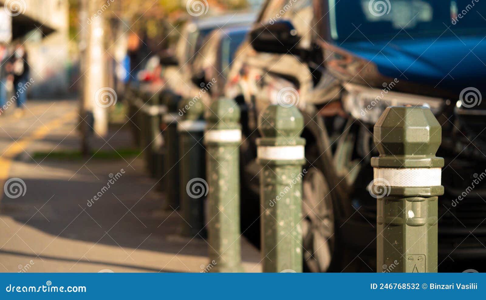 Row of Plastic Pillars between Road Street Stock Photo - Image of ...
