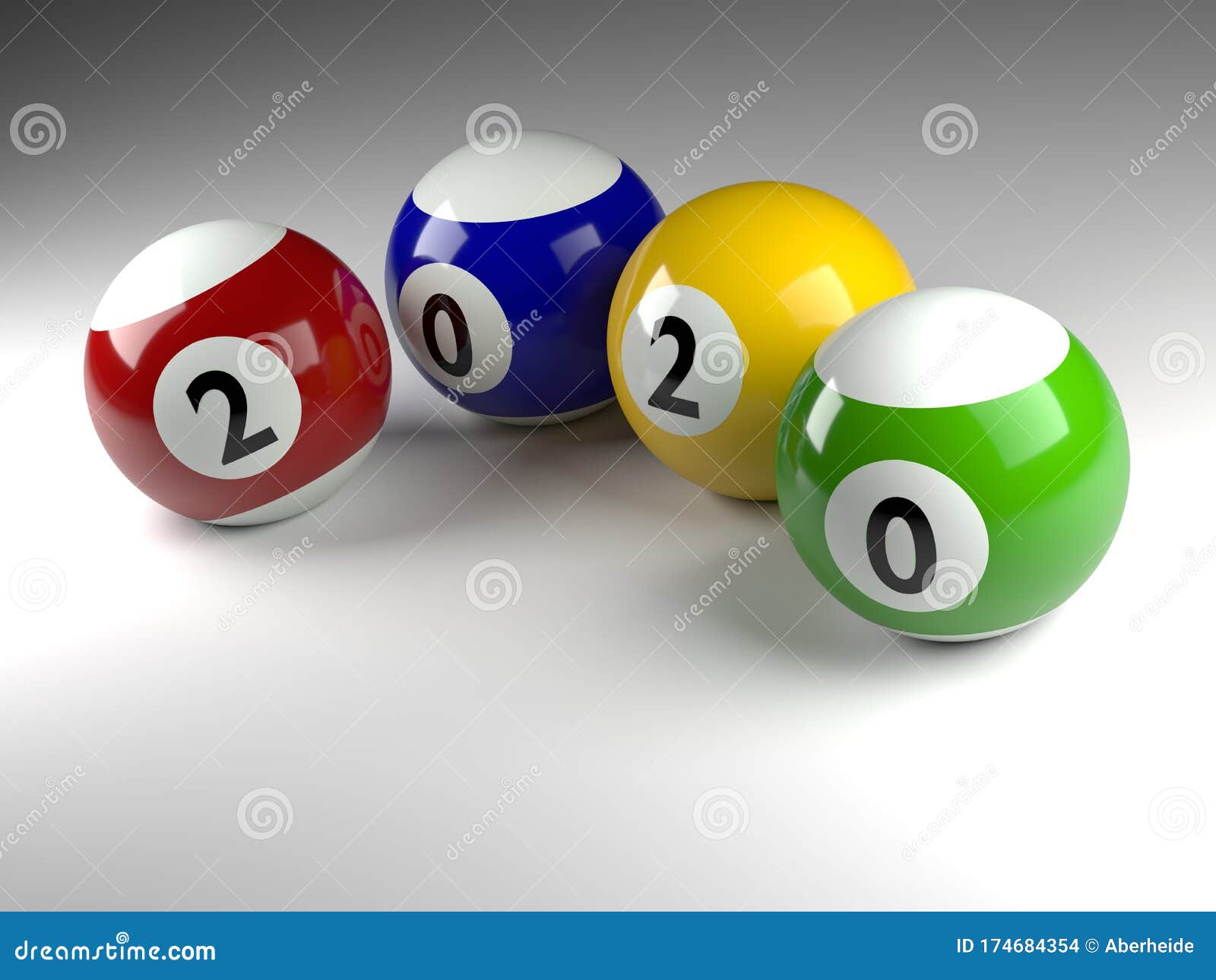 Row of Pool Balls with the Year 2020 Stock Illustration - Illustration ...