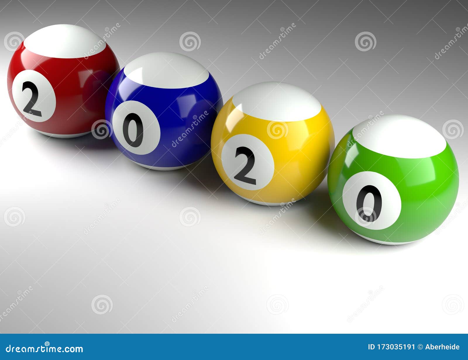Row of Pool Balls with the Year 2020 Stock Illustration - Illustration ...