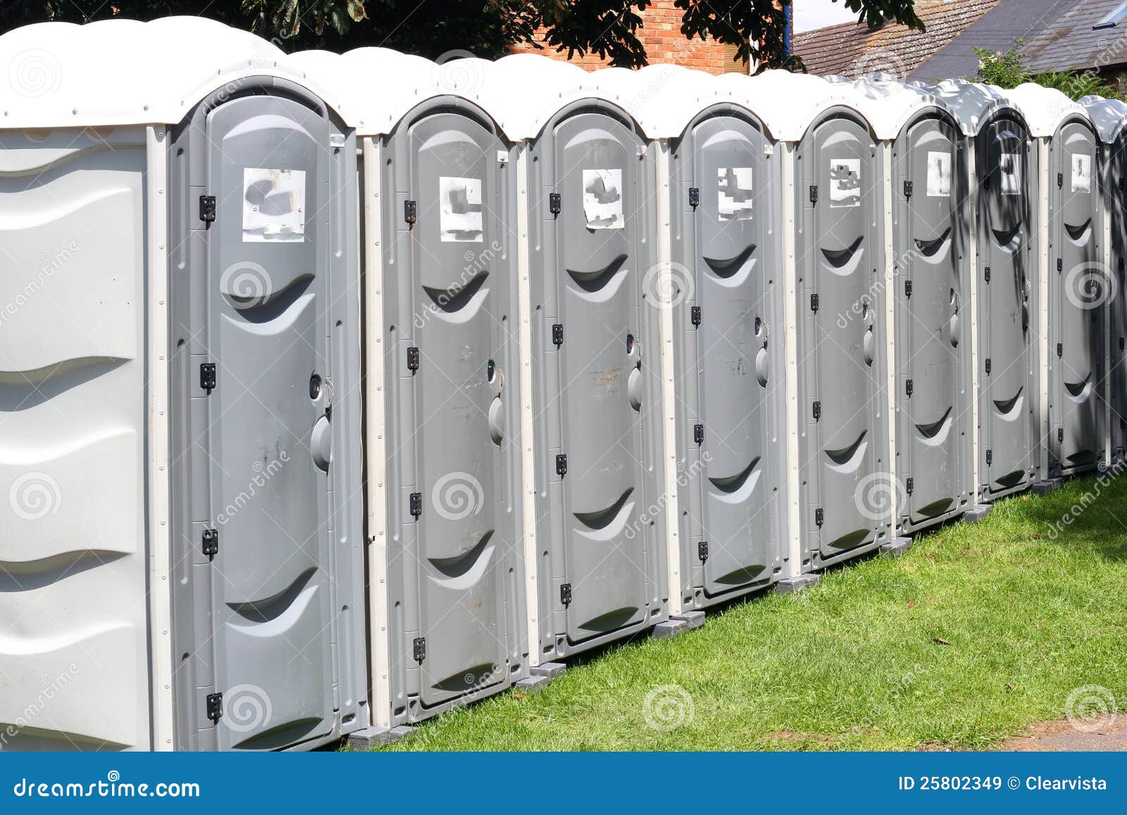 Row Of Portable Outside Toilets. Royalty-Free Stock Photo ...