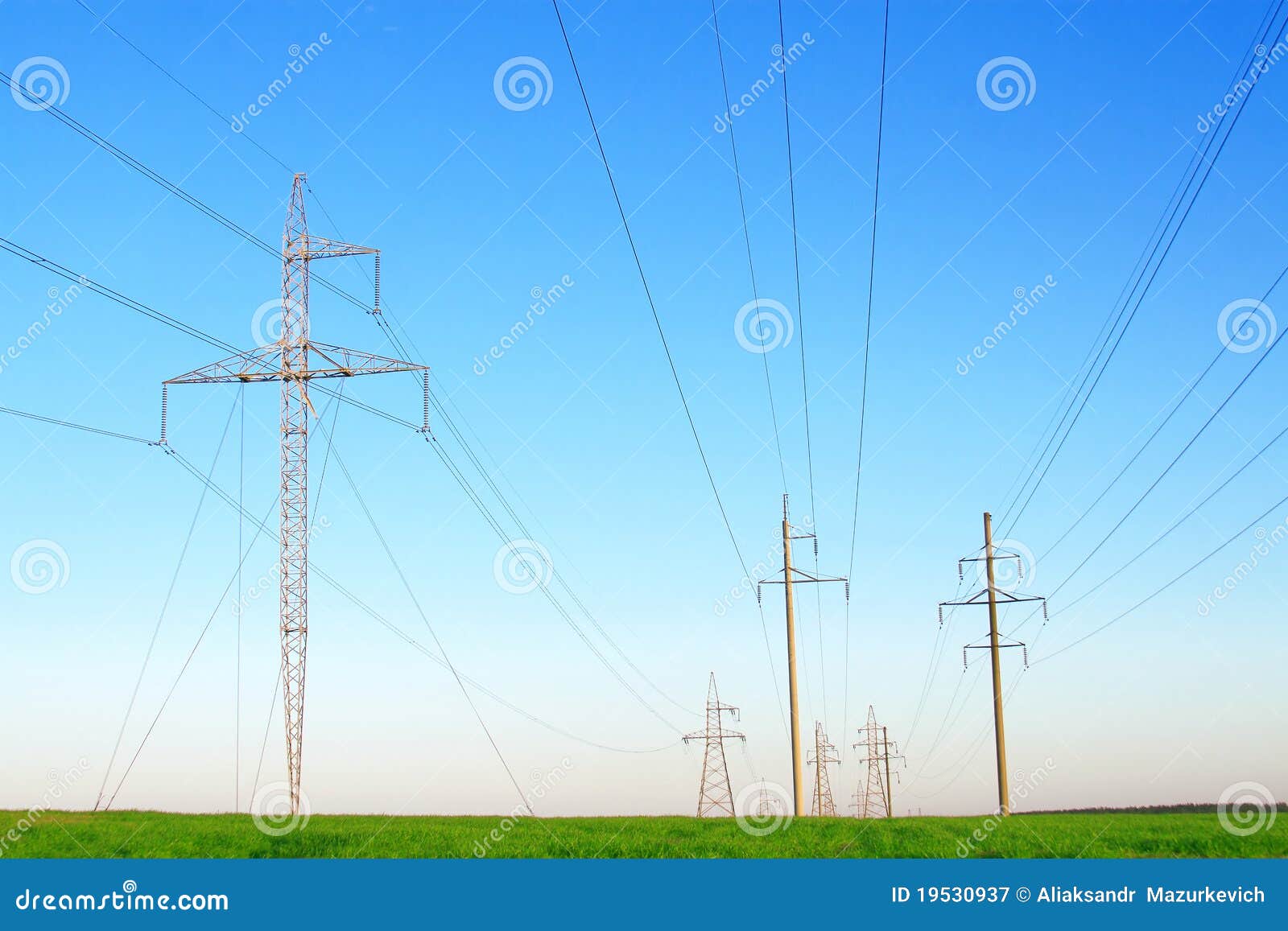 Row of power lines stock image. Image of network, architecture - 19530937
