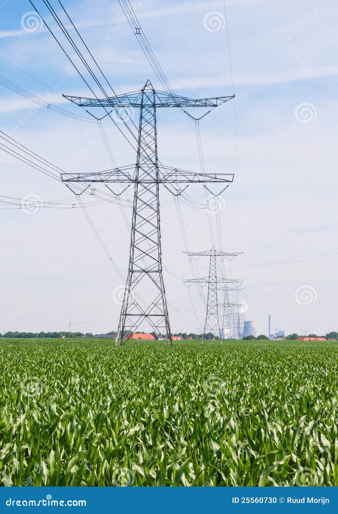 Row of Power Pylons and Lines in a Rural Landscape Stock Photo - Image ...