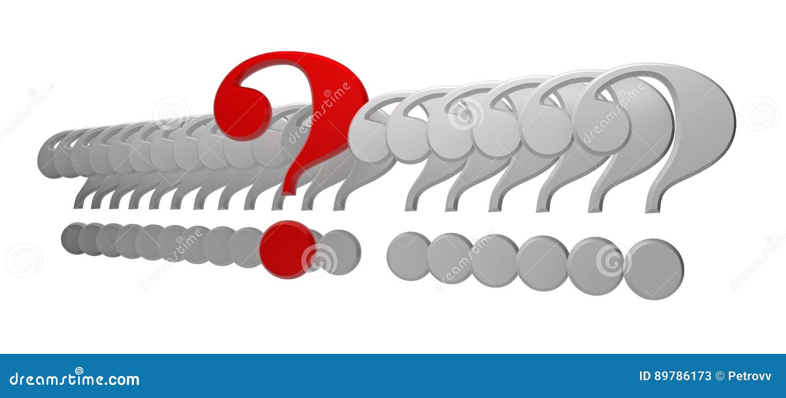 Row Question Mark 3d Rendering Stock Illustration - Illustration of ...