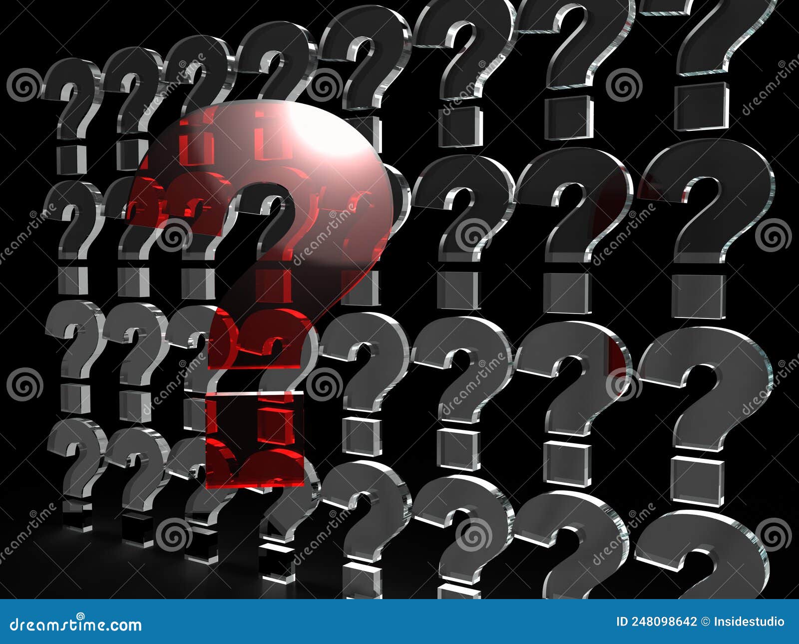 Row of Question Marks on a Black Background. 3d Render. Stock ...
