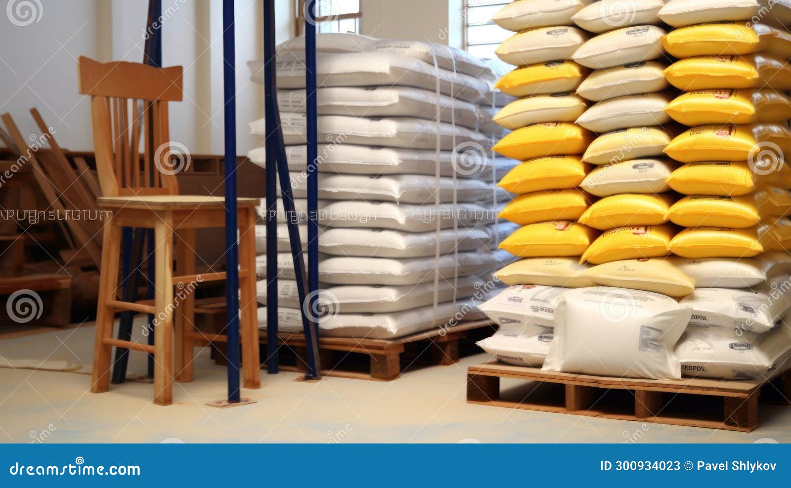 Row of Raw Cement Bag Stack on Construction Warehouse Ideas Concept ...