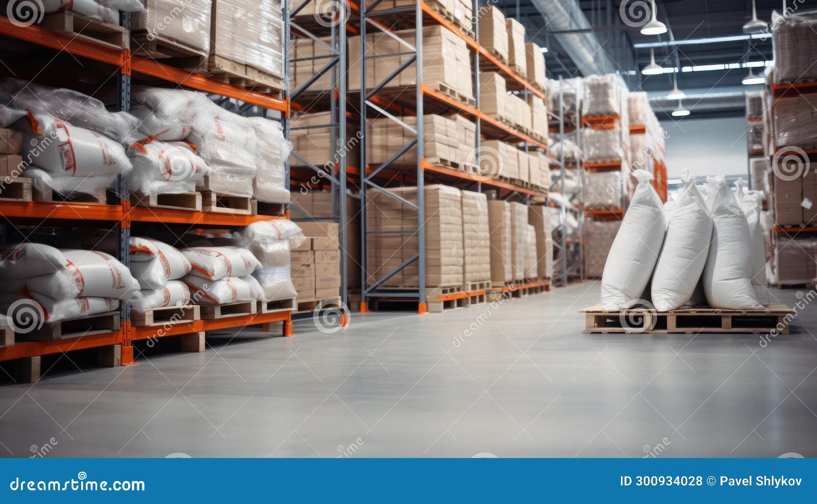 Row of Raw Cement Bag Stack on Construction Warehouse Ideas Concept ...