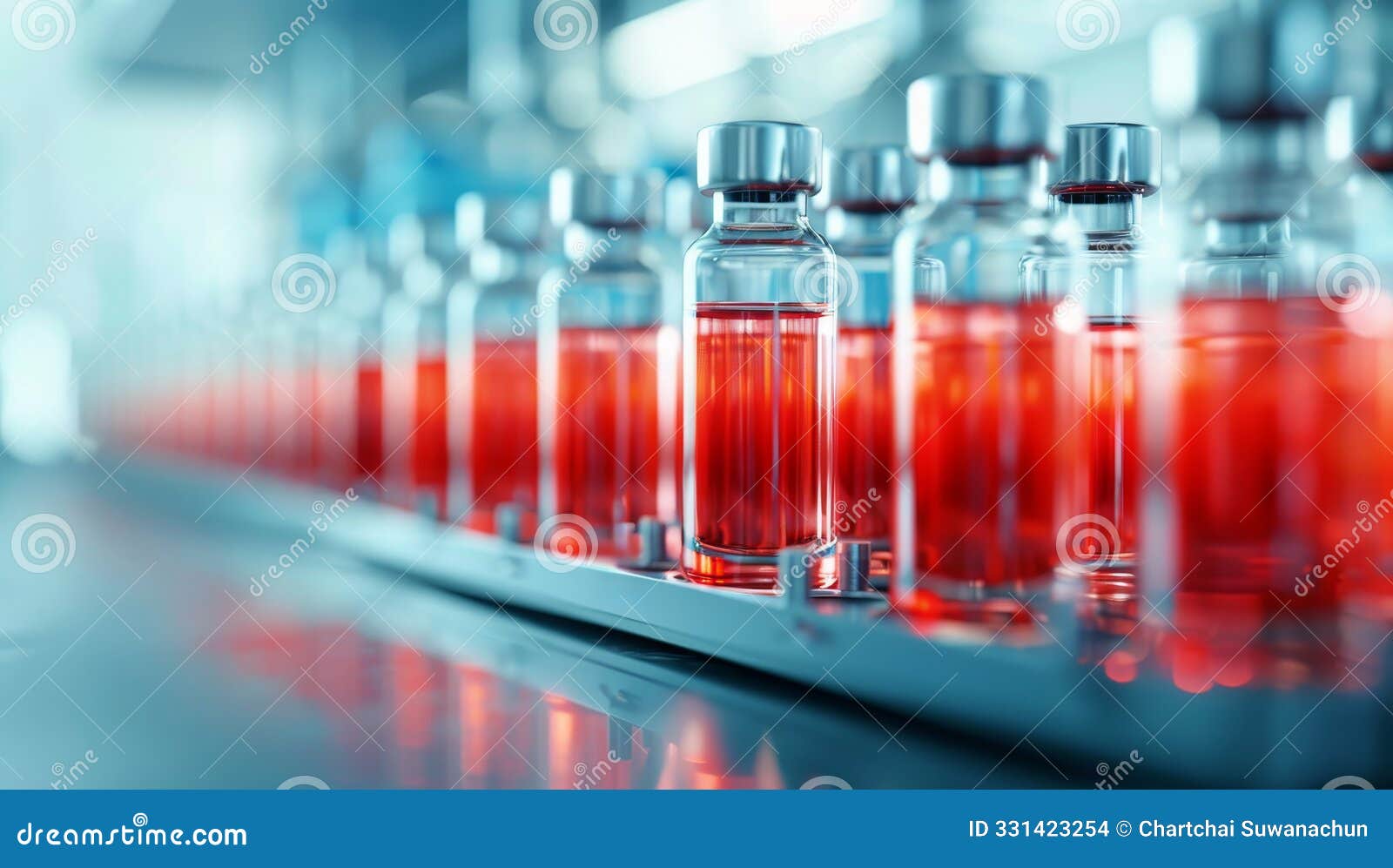 A Row of Red Bottles with White Lids on a Table by AI Generated Image ...